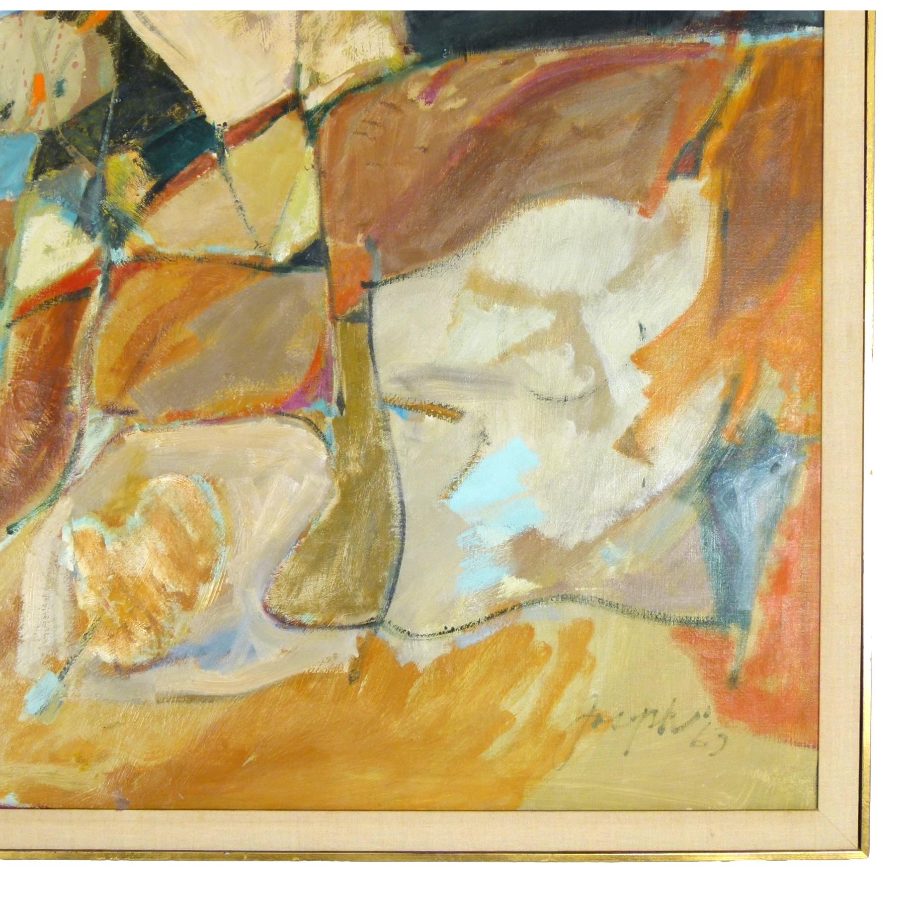 Large 1963 Joseph Perrin Oil On Canvas at City Issue Atlanta