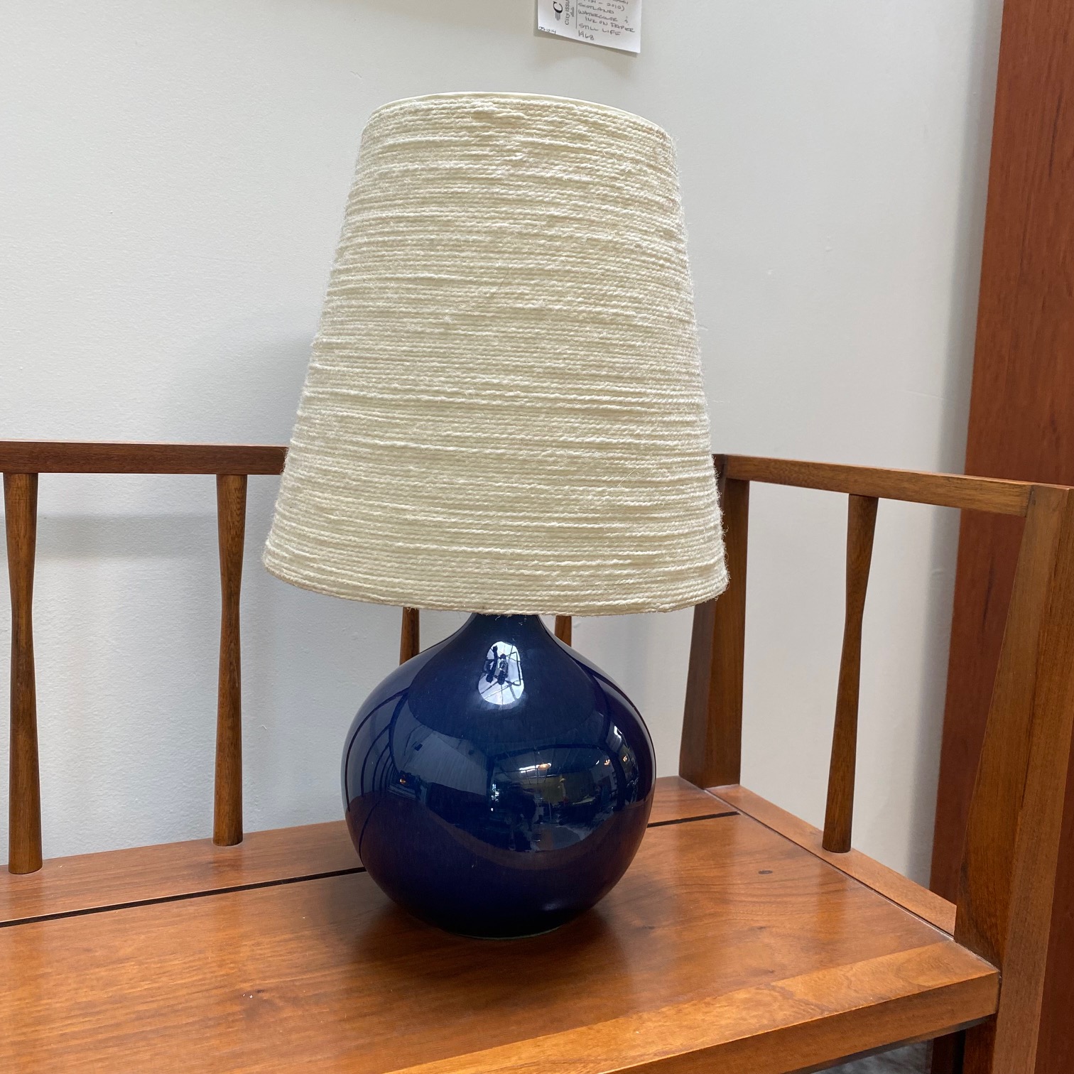 Pair of Blue Ceramic Lotte and Gunnar Bostlund Lamps at City Issue Atlanta