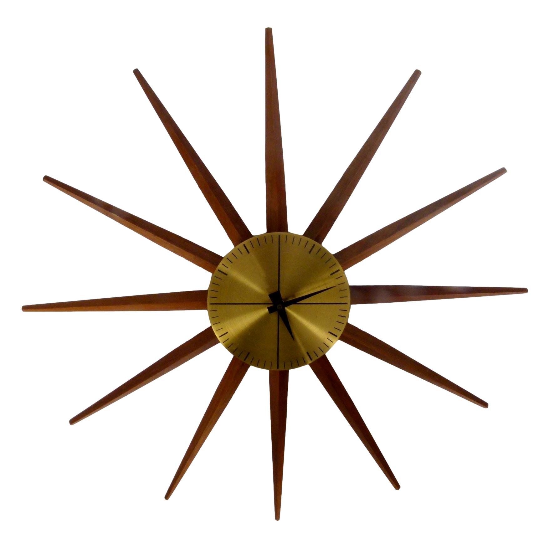 Walnut Sunburst Wall Clock at City Issue Atlanta