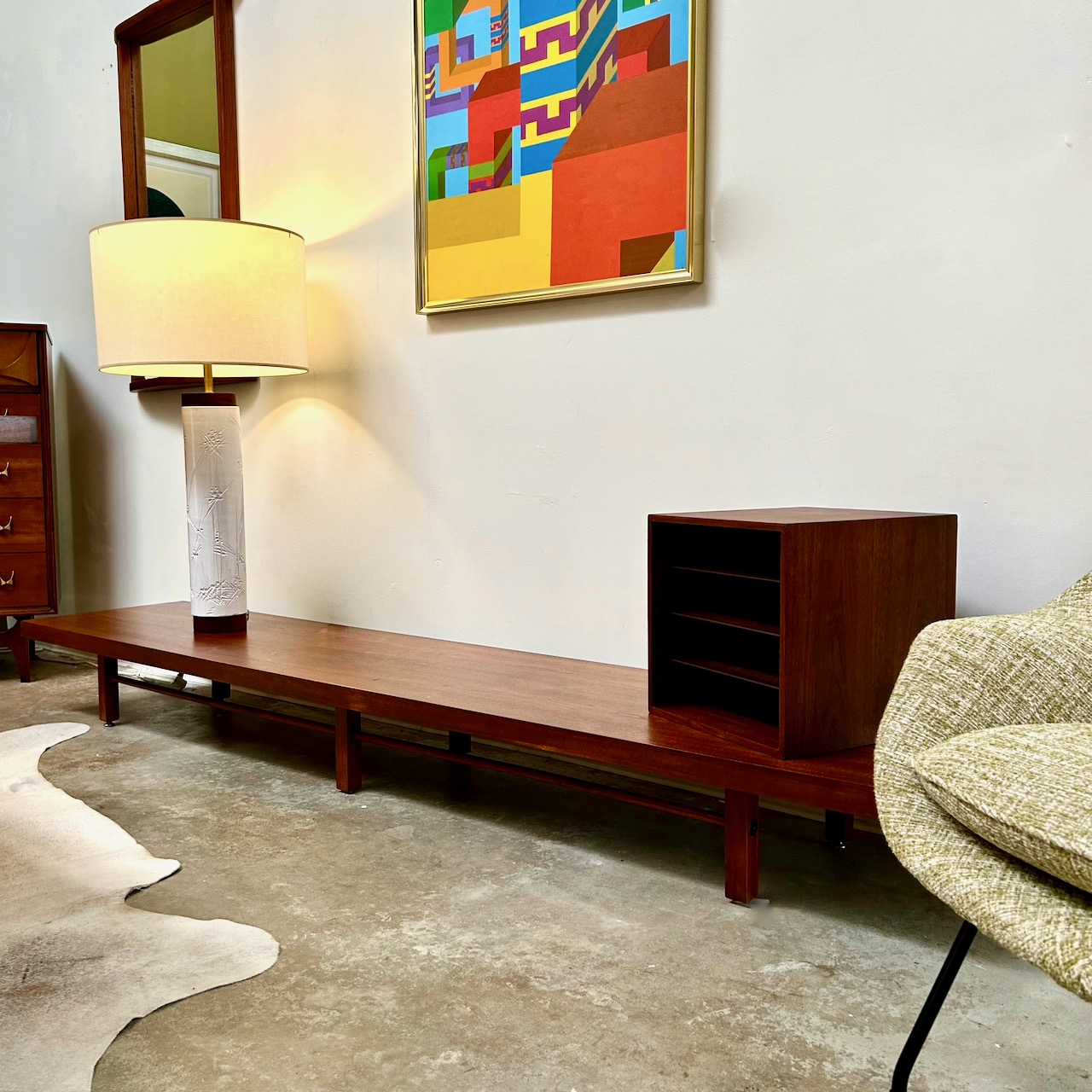 Milo Baughman Long Walnut Bench at City Issue Atlanta