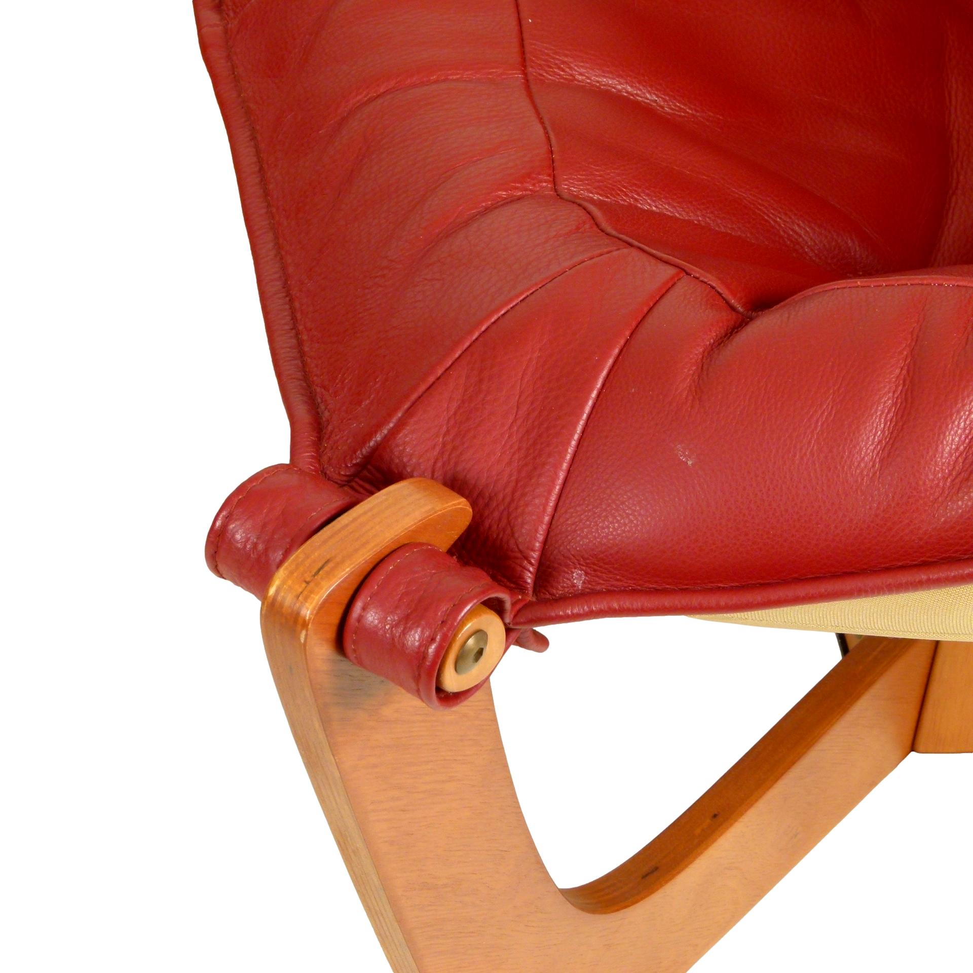 Red Leather Luna Chair with Ottoman by Odd Knutsen at City Issue Atlanta