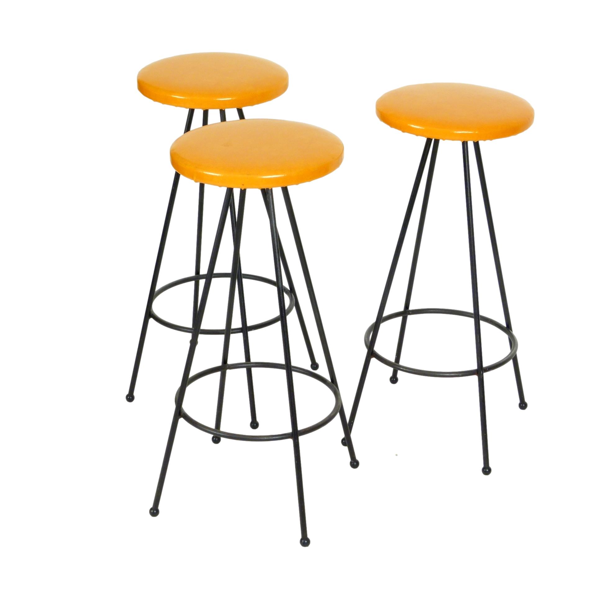 Set of 3 Wrought Iron Bar Stools at City Issue Atlanta