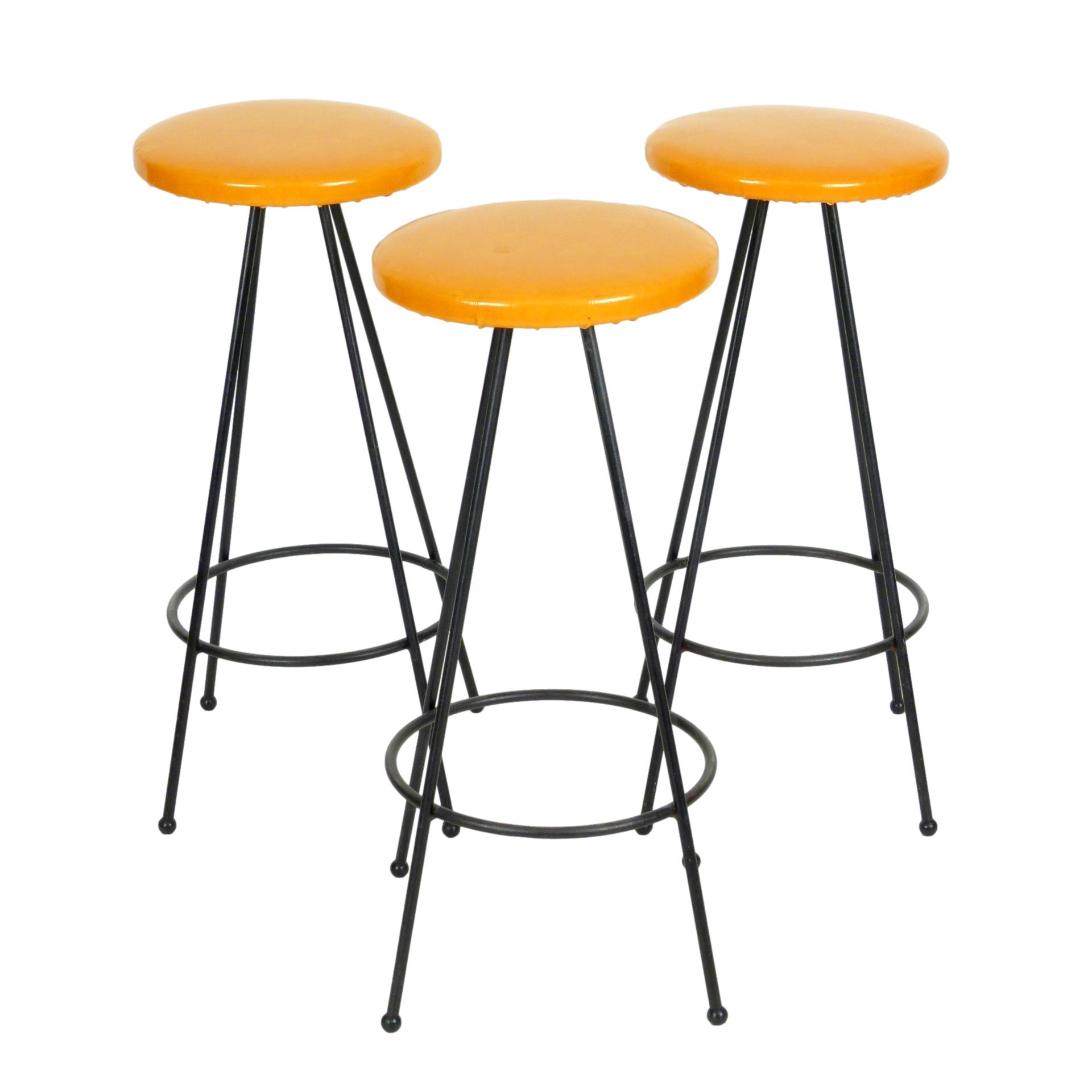 Set of 3 Wrought Iron Bar Stools at City Issue Atlanta