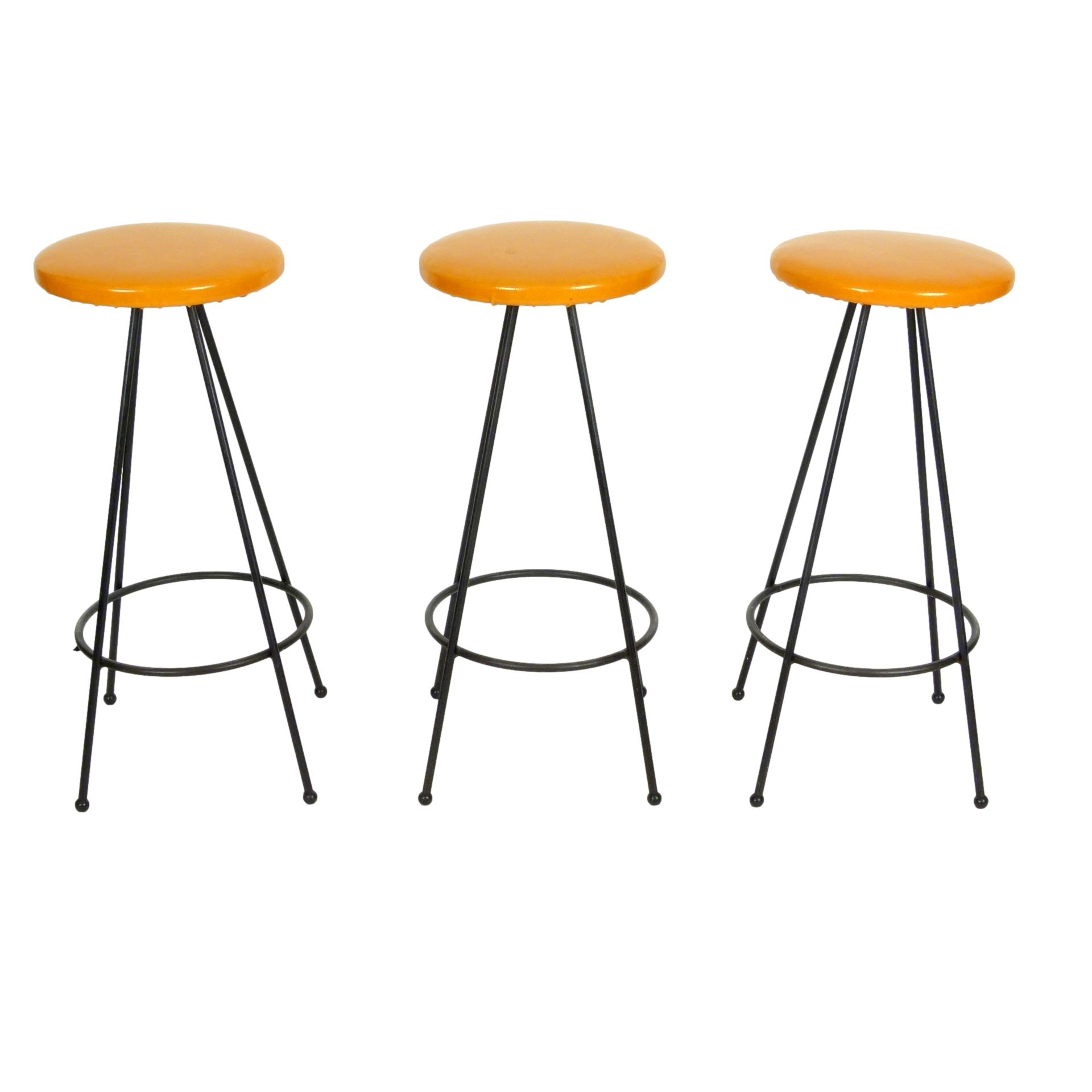 Set of 3 Wrought Iron Bar Stools at City Issue Atlanta