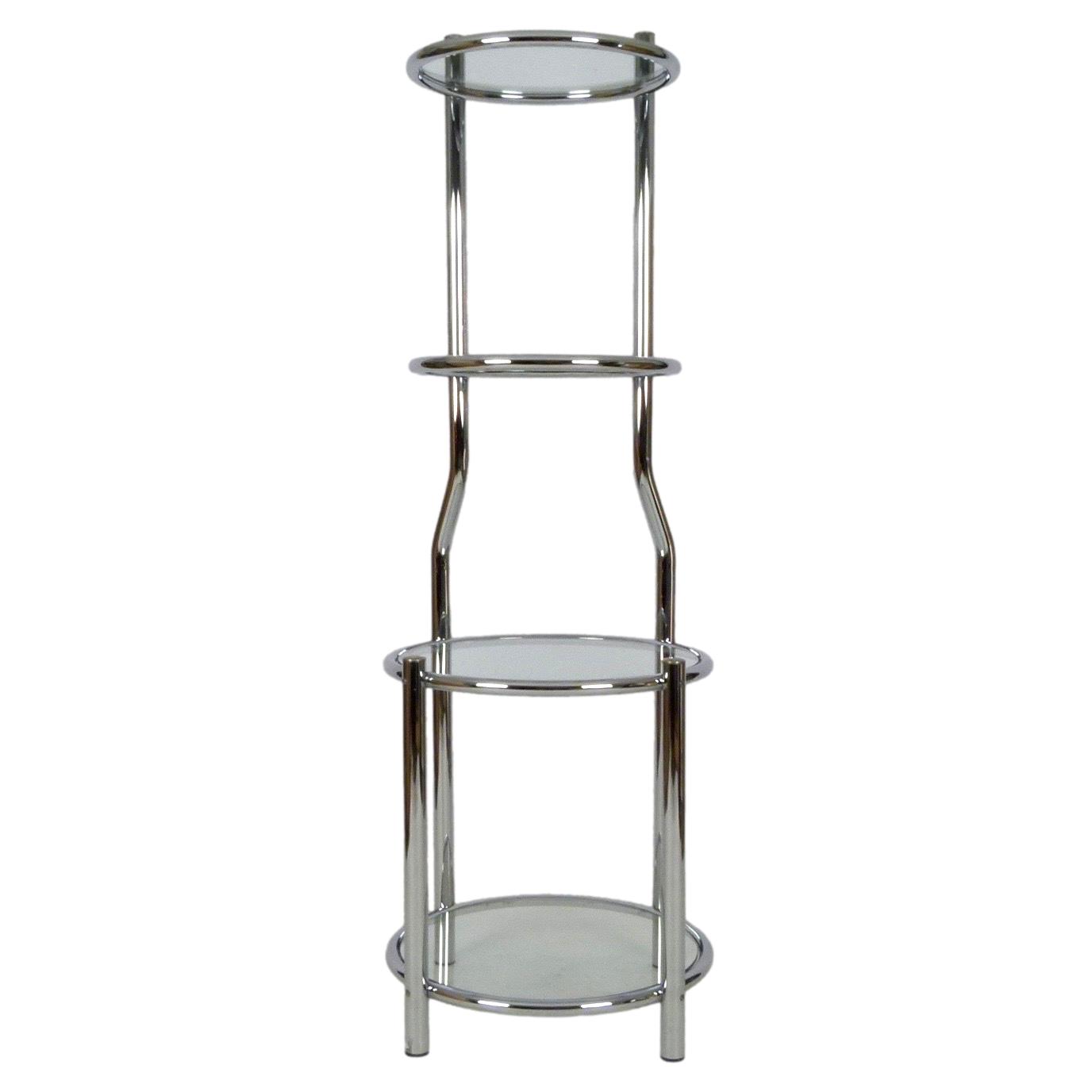 Round Chrome And Glass Etagere at City Issue Atlanta