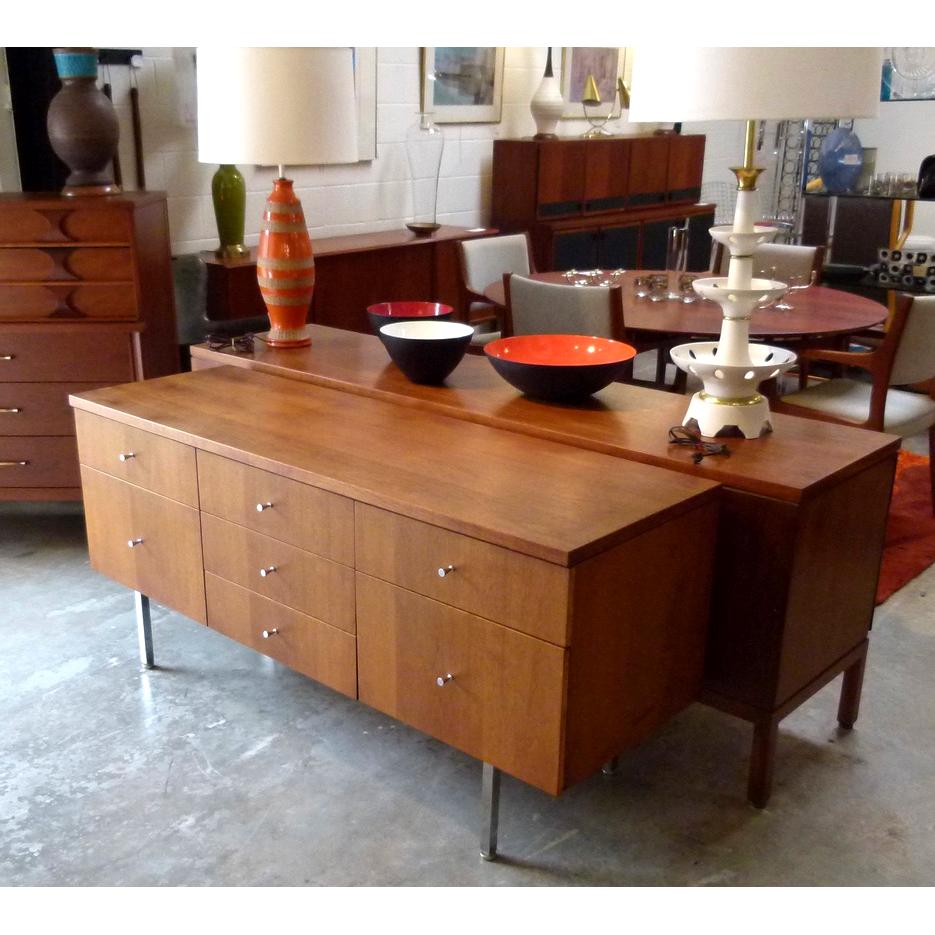 Walnut and Chrome 7 Drawer Credenza at City Issue Atlanta