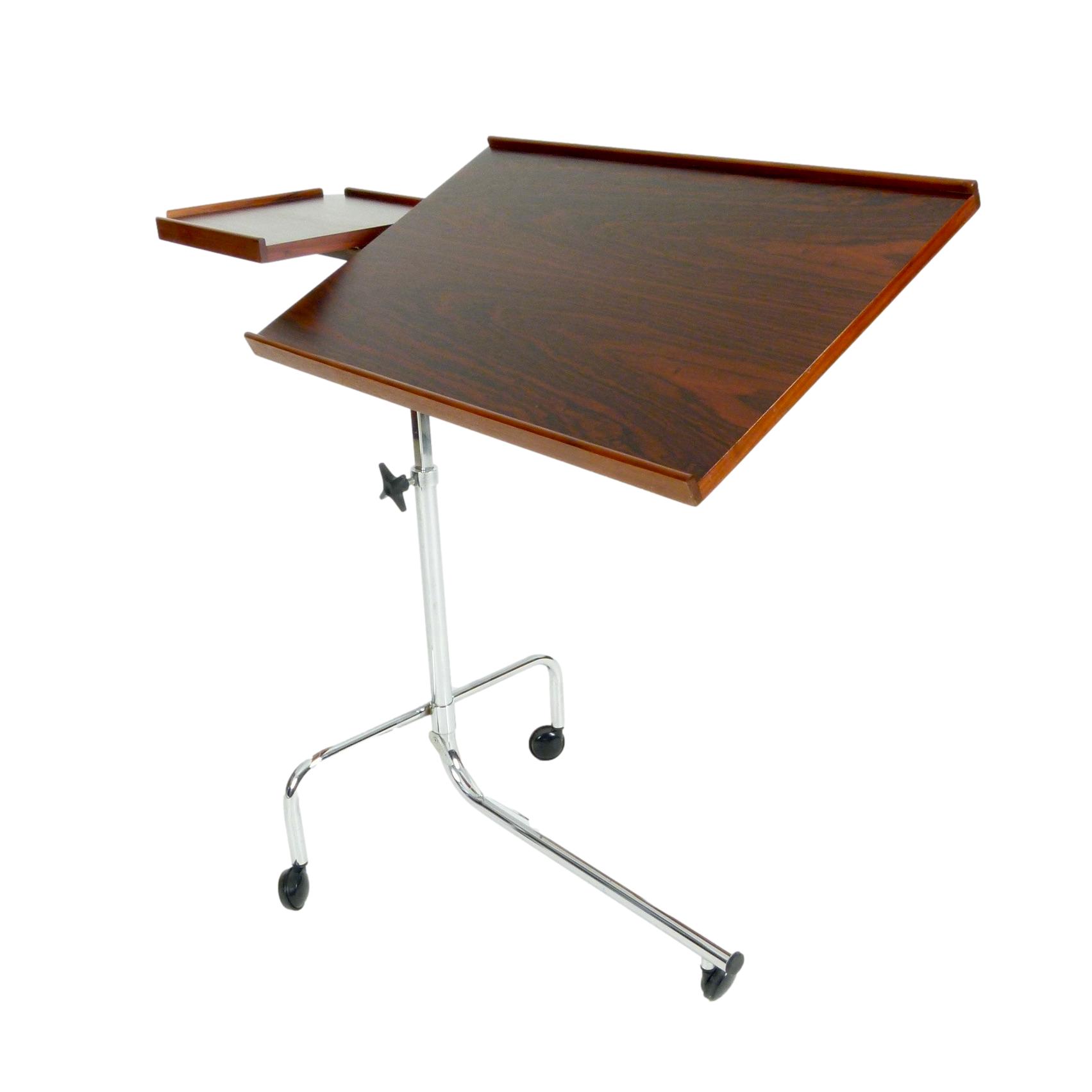 Danish Rosewood Adjustable Rolling Tray Table at City Issue Atlanta
