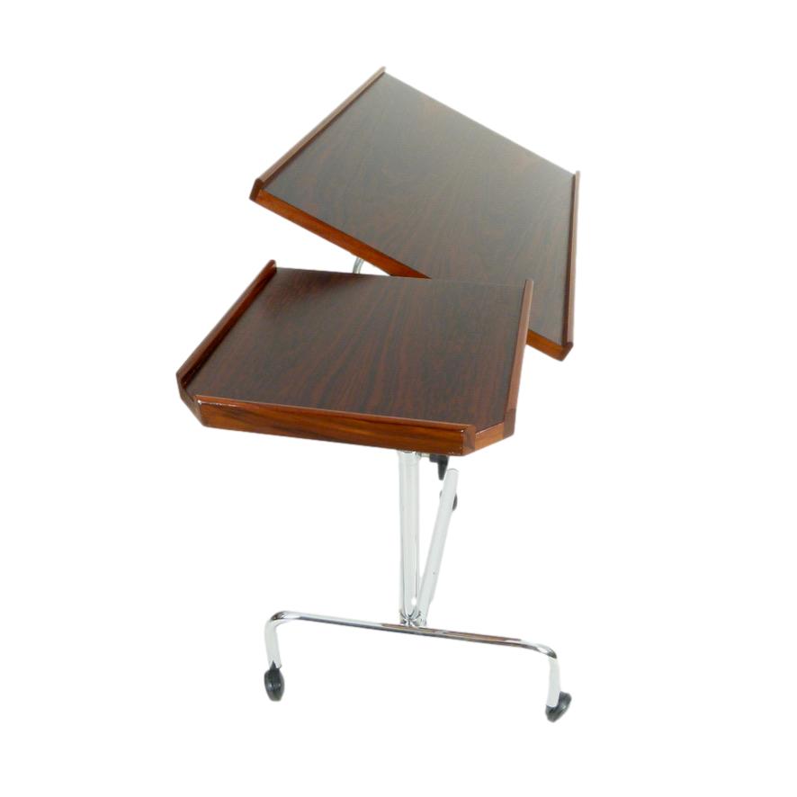 Danish Rosewood Adjustable Rolling Tray Table at City Issue Atlanta