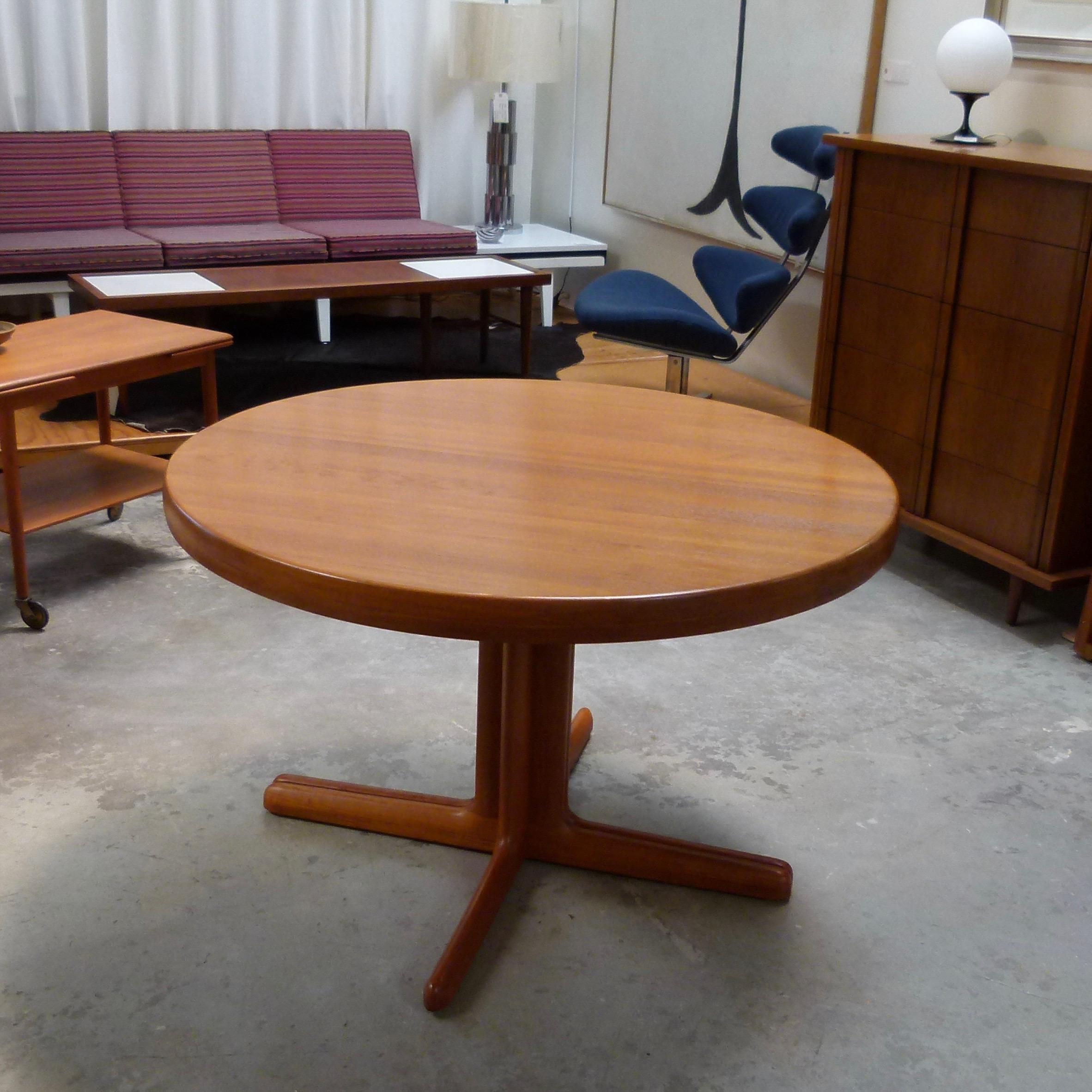Round Teak Pedestal Dining Table With Leaves at City Issue Atlanta
