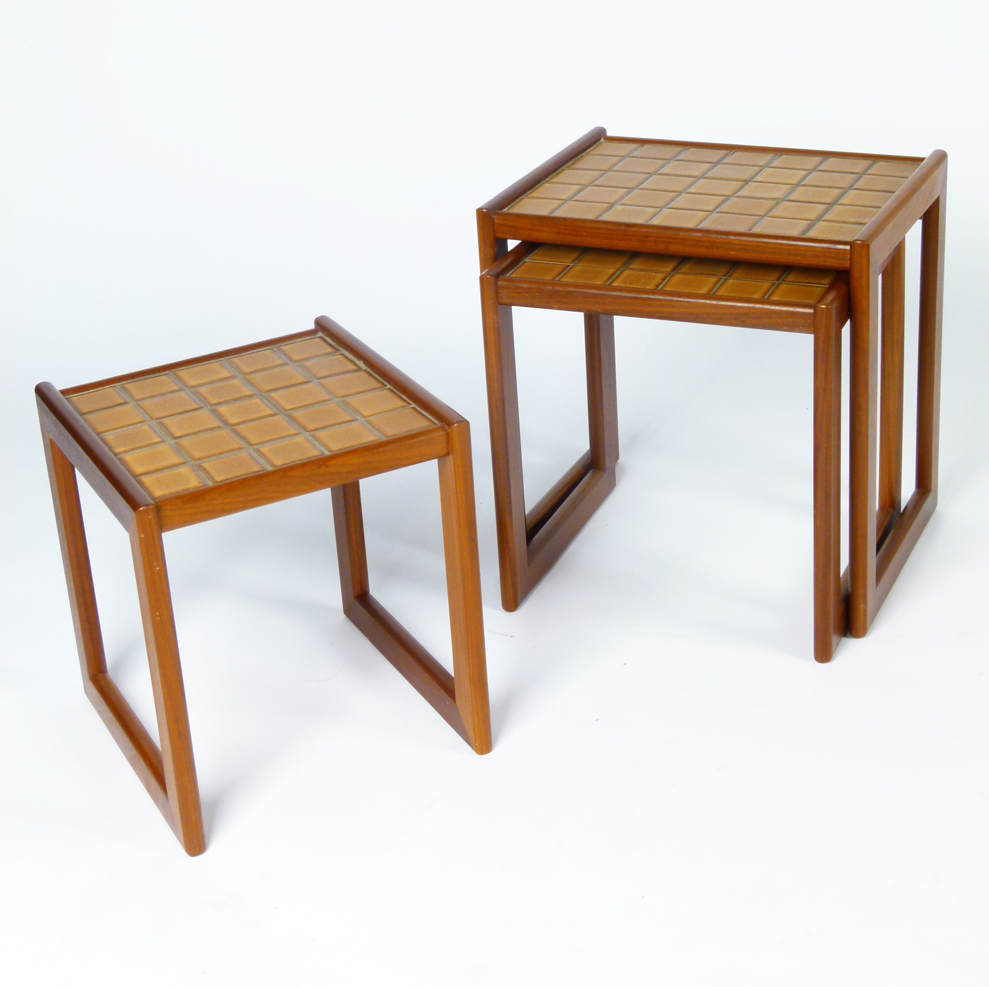 Set of Teak and Tile Nest Tables at City Issue Atlanta