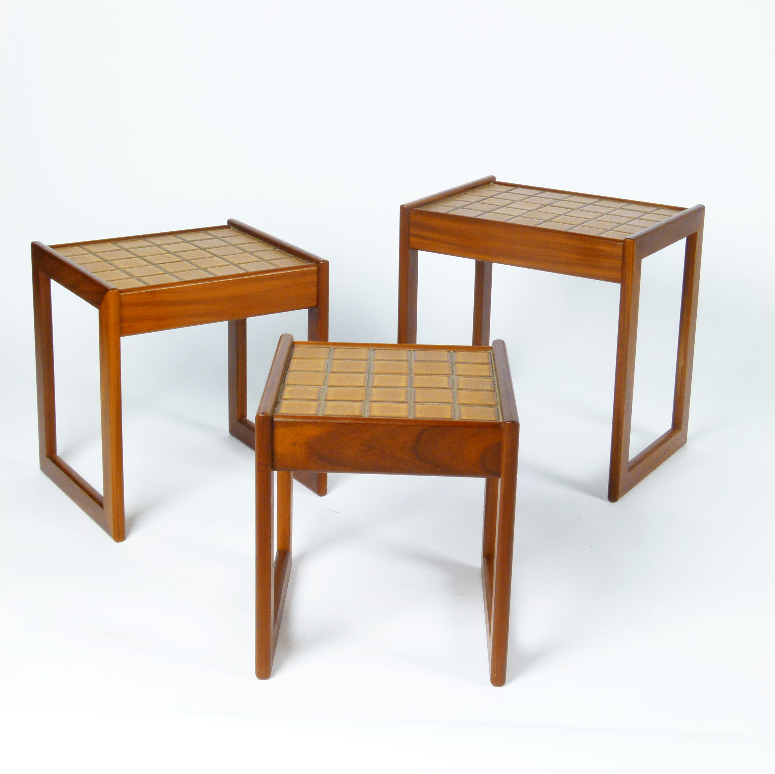 Set of Teak and Tile Nest Tables at City Issue Atlanta